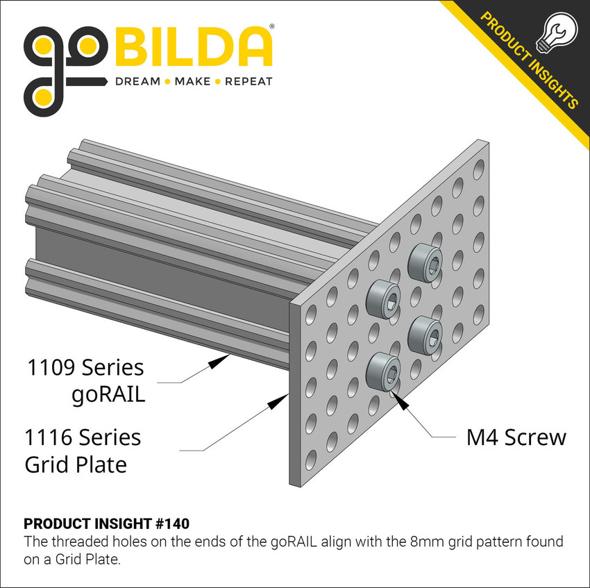 1116 Series Grid Plate (11 x 29 Hole, 88 x 232mm) - goBILDA