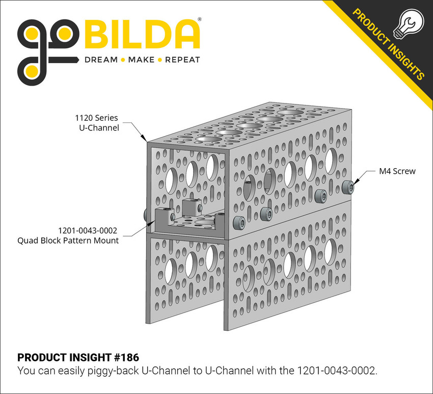 1120 Series U-Channel (1 Hole, 48mm Length) - goBILDA