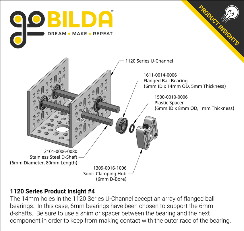 1120 Series U-Channel (9 Hole, 240mm Length) - goBILDA