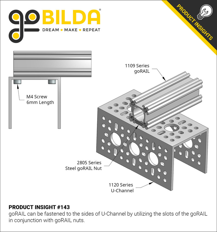 1120 Series U-Channel (17 Hole, 432mm Length) - goBILDA