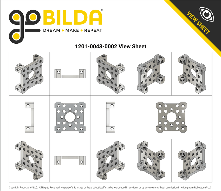 1201 Series Quad Block Pattern Mount (43-2) - goBILDA