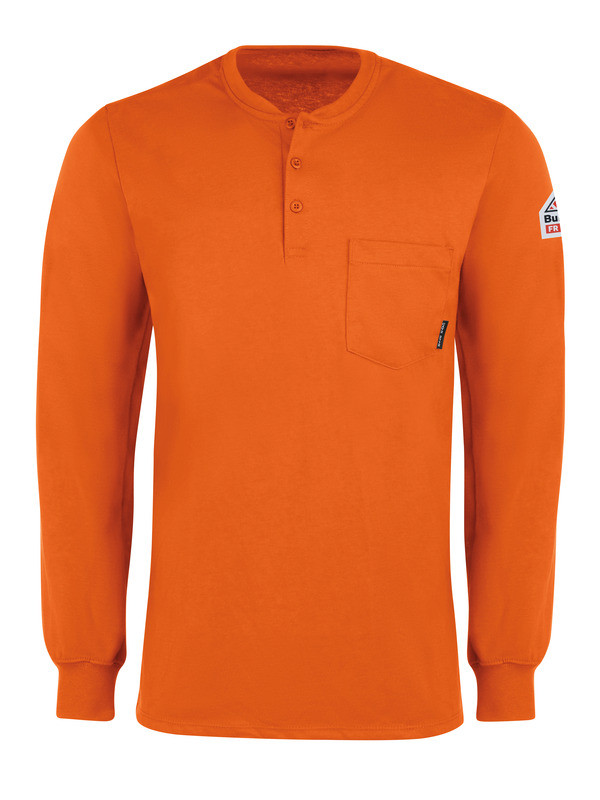 Bulwark Orange Long Sleeve Tagless Henley Shirt - Orange - Size Ll | FR ...