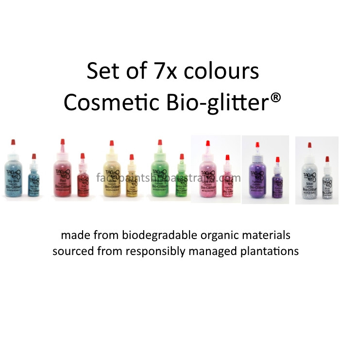 SET RAINBOW COLOURS Cosmetic Glitter 6x 15ml bottles - Face Paint Shop ...