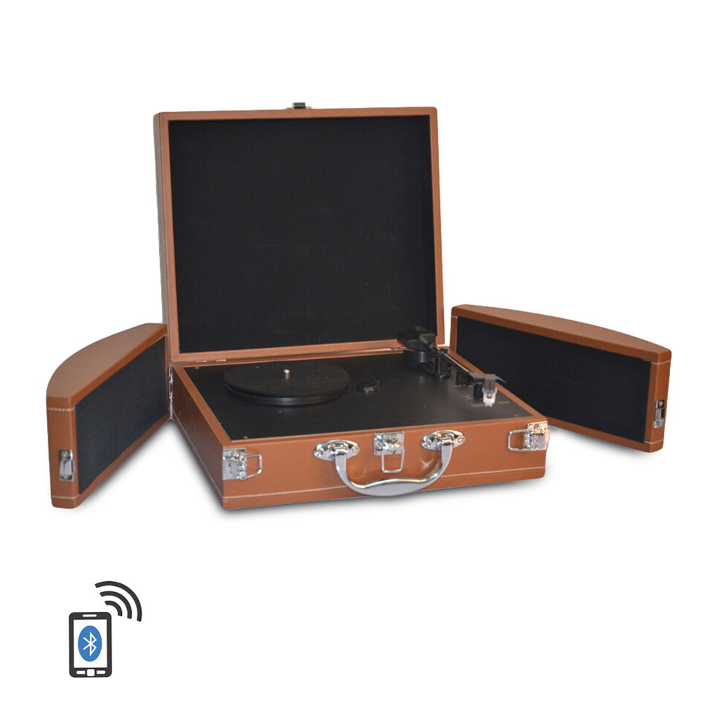 Pyle PVTTBT8BR Bluetooth Classic Vintage Style Vinyl Record Player ...