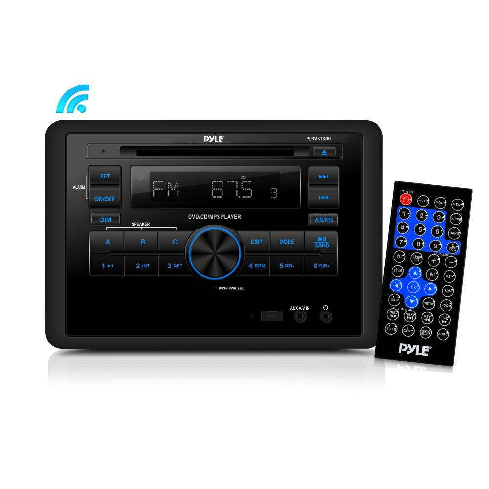 Pyle PLRVST300 RV Wall Mount Bluetooth CD/DVD Receiver Bundle Combo ...