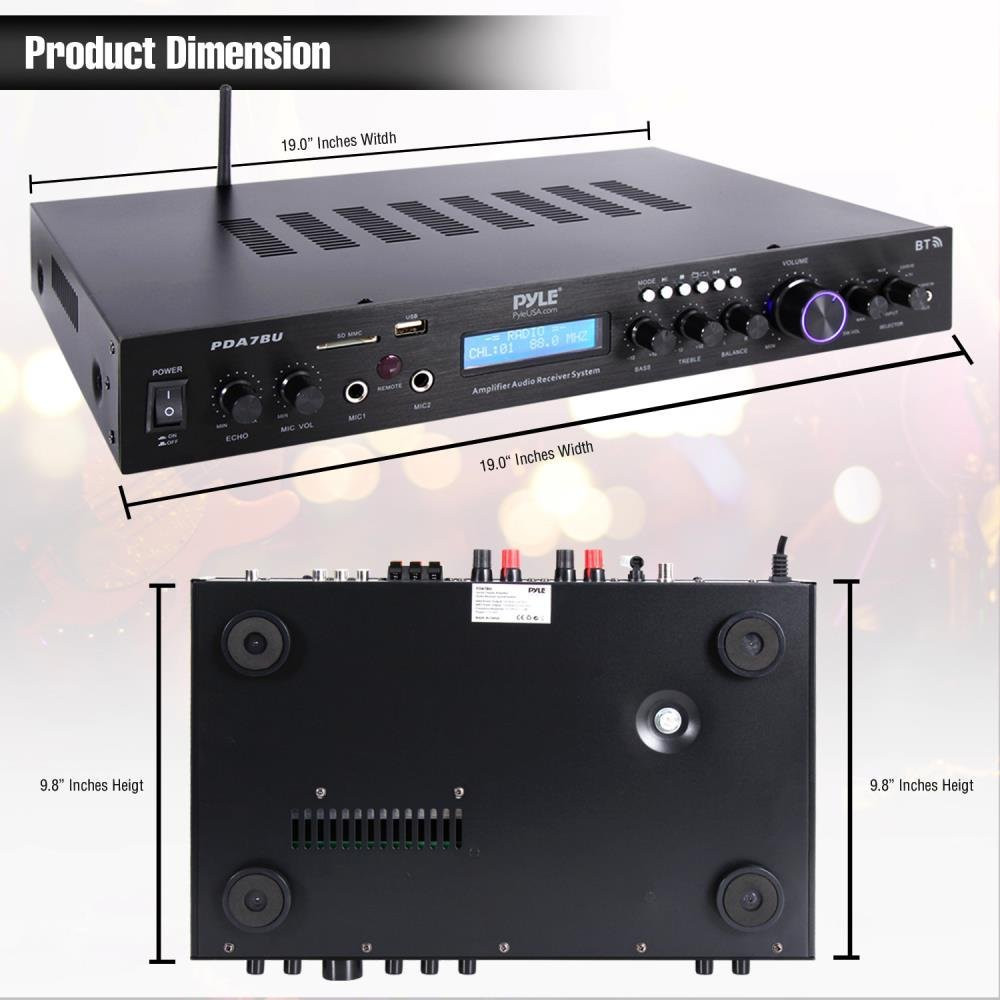Pyle Home Amplifier Audio Bluetooth MP3/USB/SD/AUX/FM Black Receiver ...