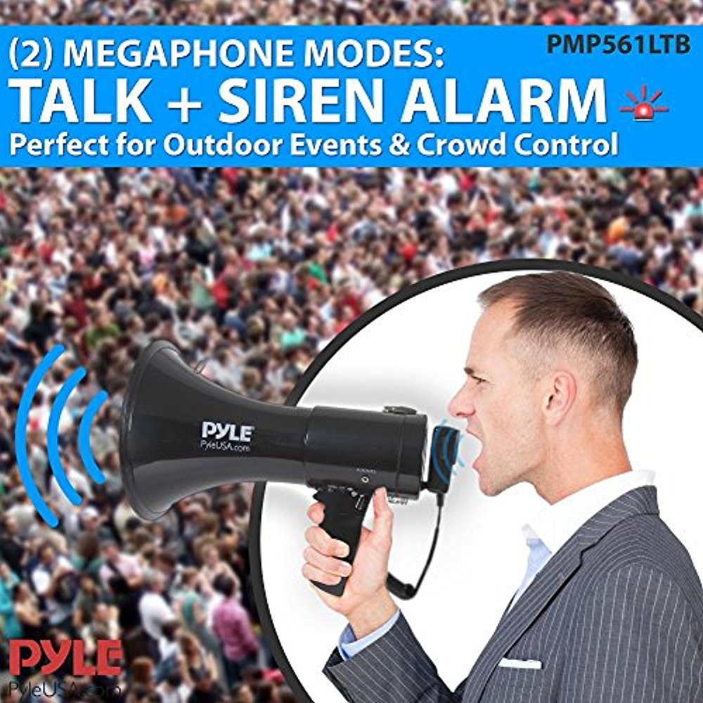 Pyle Portable Compact PA Megaphone Speaker with Alarm Siren ...