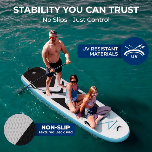 SereneLife 12’2” Inflatable Paddle Board - XL Family Stand Up ...