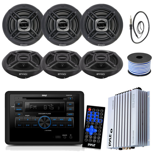 Pyle PLRVST300 RV Wall Mount Bluetooth CD/DVD Stereo Receiver Bundle ...
