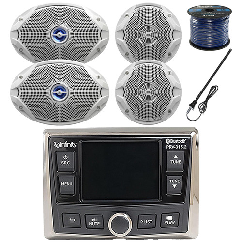 Infinity PRV-315.2 AM/FM/WB Bluetooth Marine Receiver, 2x 6.5" 300W ...