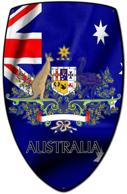 Australia Shield Custom Shape Metal Sign 21 x 32 Inches
