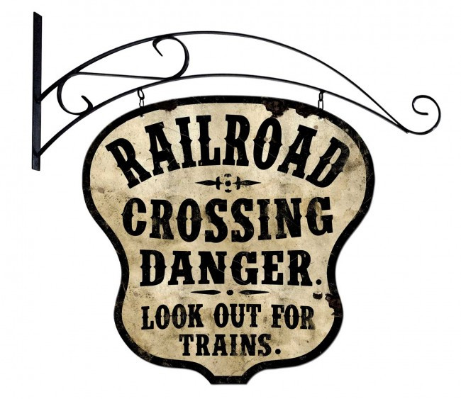 Railroad Crossing Double-Sided Metal Sign 24 x 24 Inches