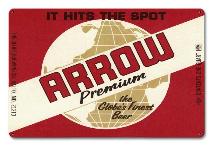 Arrow Premium Beer Metal Sign 18 x 12 Inches