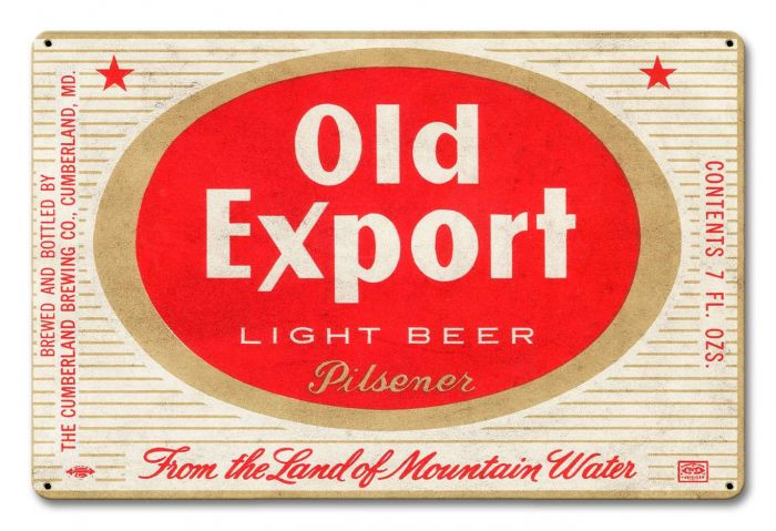 Old Export Light Beer Metal Sign 18 x 12 Inches
