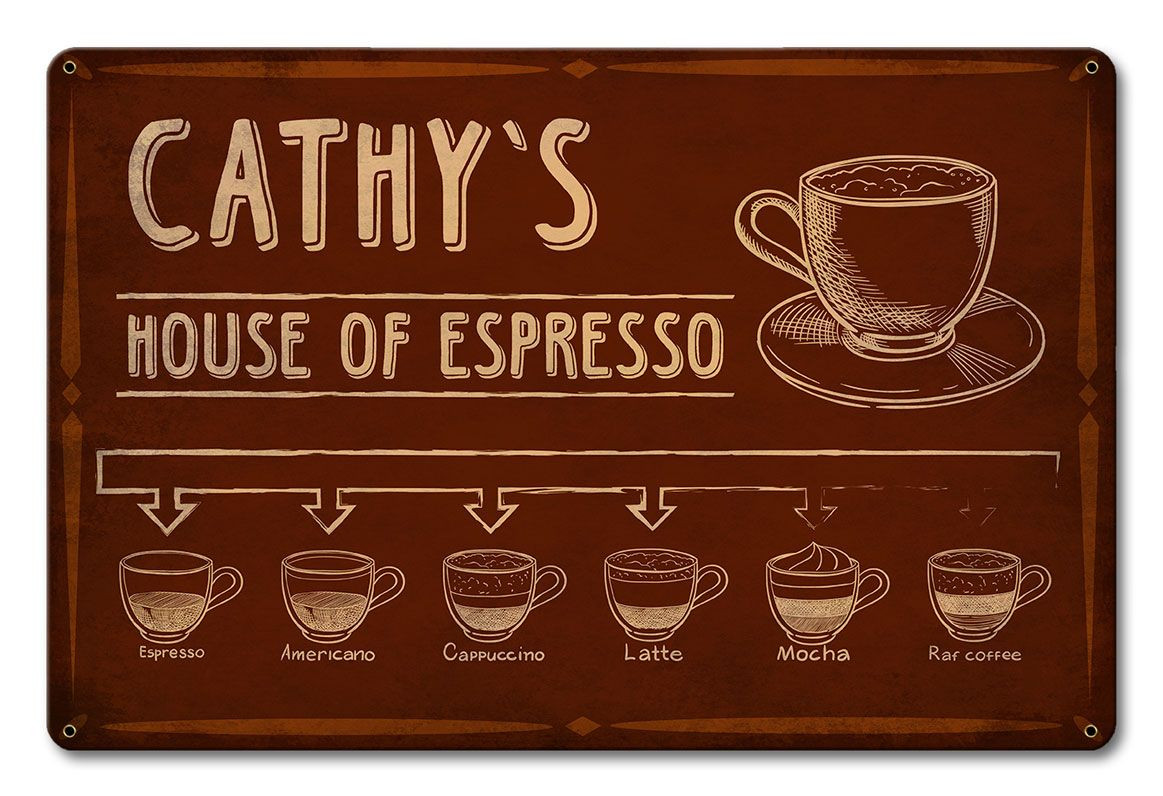 House Of Espresso Personalized Sign 18 x 12 Inches