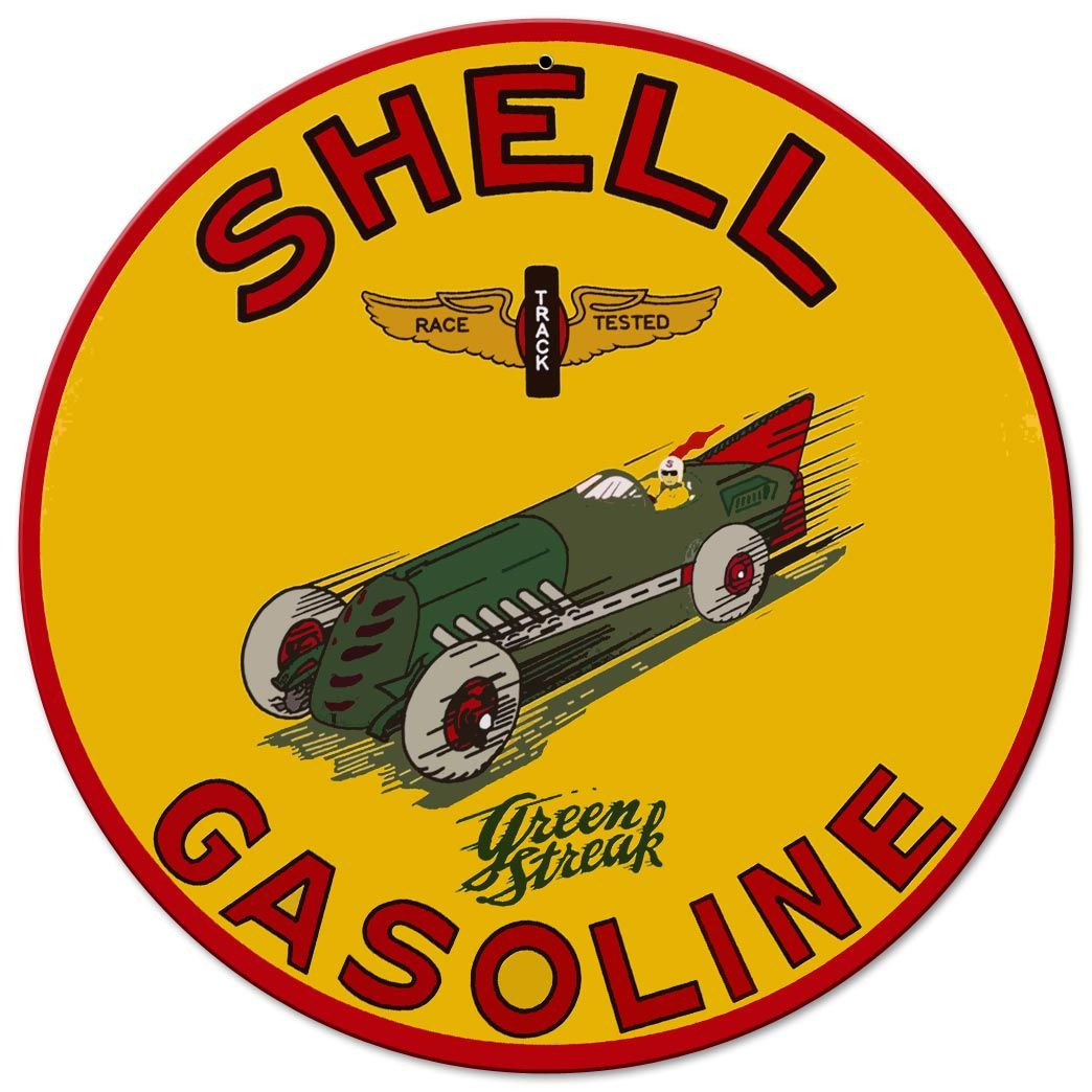 Shell Green Streak Metal Sign 14 x 14 Inches
