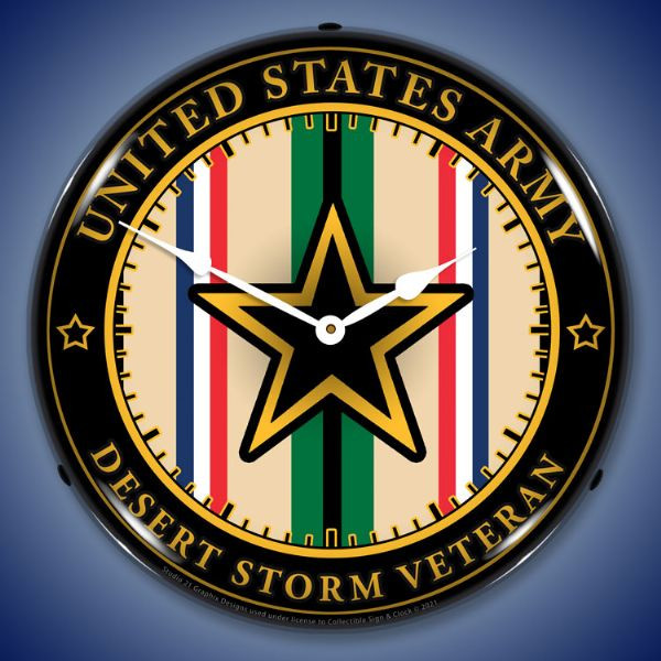 Army Veteran Operation Desert Storm LED Lighted Wall Clock 14 x 14 Inches