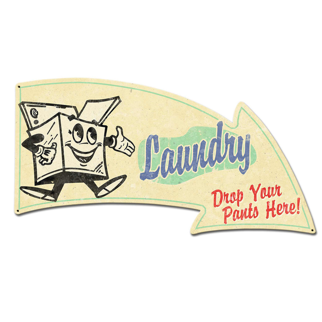 Laundry Right Arrow Grunge Metal Sign 26 x 14 Inches