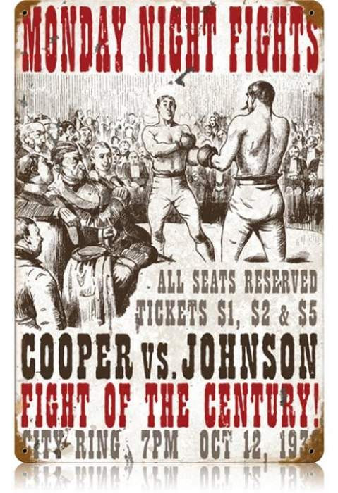 Vintage Boxing Metal Sign 12 x 18 Inches
