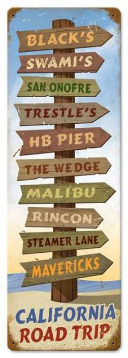 Vintage California Road Trip Metal Sign