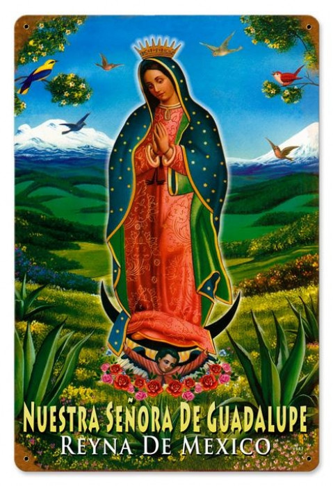 Vintage Guadalupe Metal Sign 12 x 18 Inches