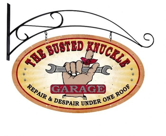 Retro Busted Knuckle Garage Metal Sign 24 x 14 Inches