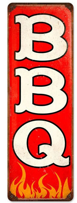 Retro BBQ Metal Sign 8 x 24 Inches