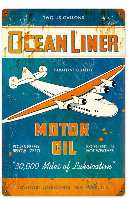 Retro Ocean Liner Oil Vintage Metal Sign 12 x 18 Inches