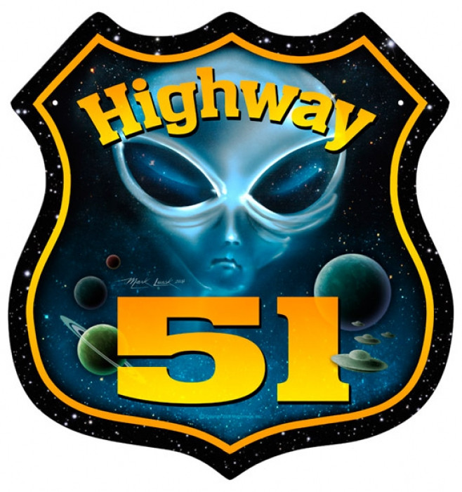 Retro Highway 51 Shield Metal Sign 15 x 15 Inches