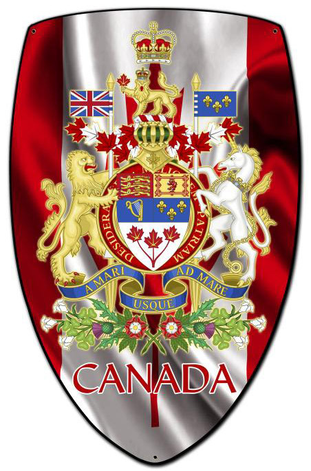 Canada Shield Custom Shape Metal Sign 21 x 32 Inches
