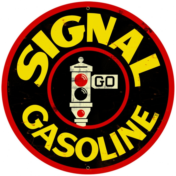 Retro Signal Gasoline Round Metal Sign 28 x 28 Inches