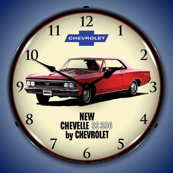 1966 Chevelle SS 396 LED Lighted Wall Clock 14 x 14 Inches