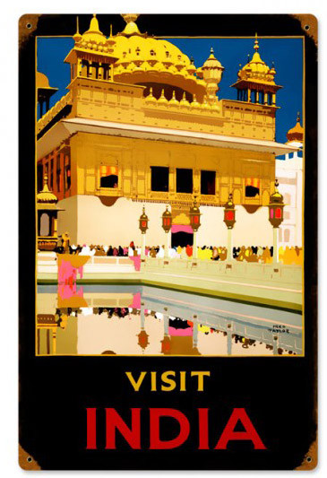 Vista India Travel Metal Sign 18 x 12 Inches