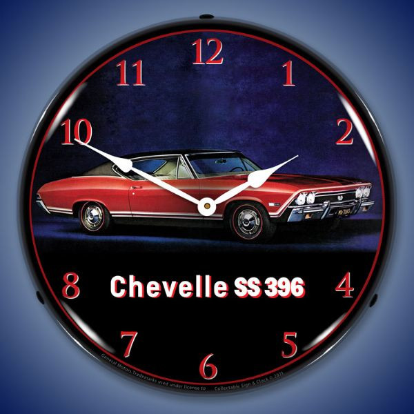1968 Chevelle SS 396 LED Lighted Wall Clock 14 x 14 Inches