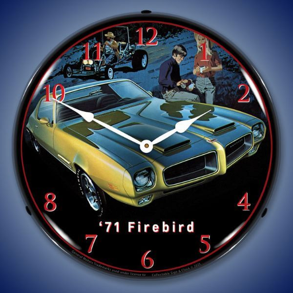 1971 Pontiac Firebird LED Lighted Wall Clock 14 x 14 Inches