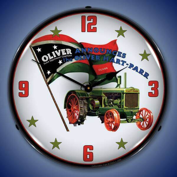 Oliver Hart Tractor LED Lighted Wall Clock 14 x 14 Inches