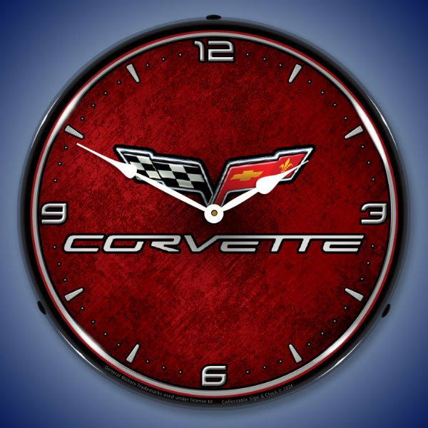 C6 Corvette LED Lighted Wall Clock 14 x 14 Inches