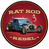 Rat Rod Rebel Round Metal Sign 28 x 28 Inches