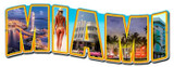 Miami Landmarks Custom Shape Metal Sign 24 x 10 Inches