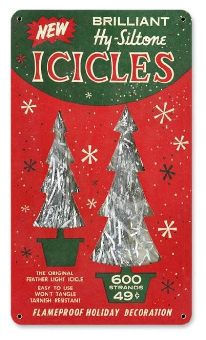Vintage Icicles Metal Sign 8 x 14 Inches