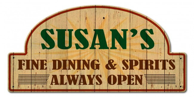 Fine Dining And Spirits Metal Sign - Personalized 30 x 15 Inches