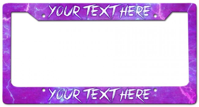 Purple Lightning Personalized License Frame 12 x 6 Inches