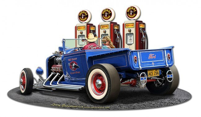 1929 Pick-up Fill-up Custom Shape Metal Sign 18 x 10 Inches