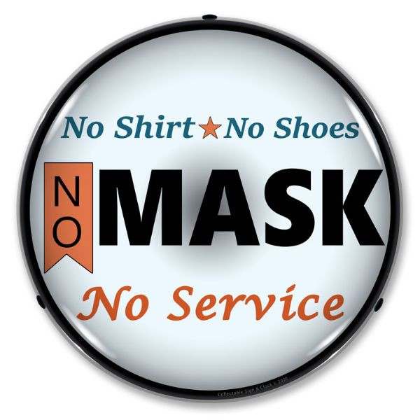 No Mask No Service LED Lighted Business Sign 14 x 14 Inches