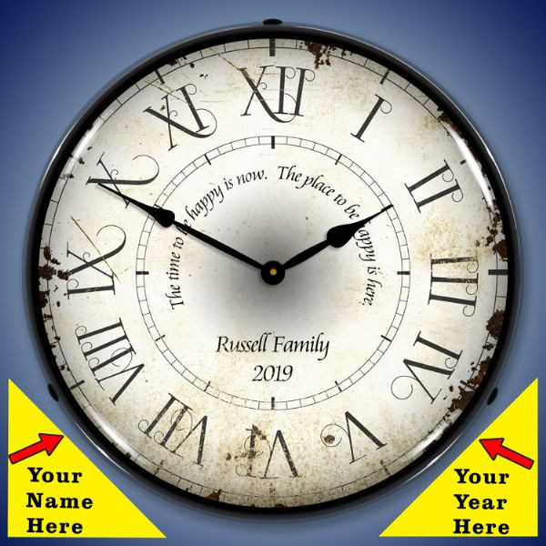 Personalized Roman Antique LED Lighted Wall Clock 14 x 14 Inches (Add ...