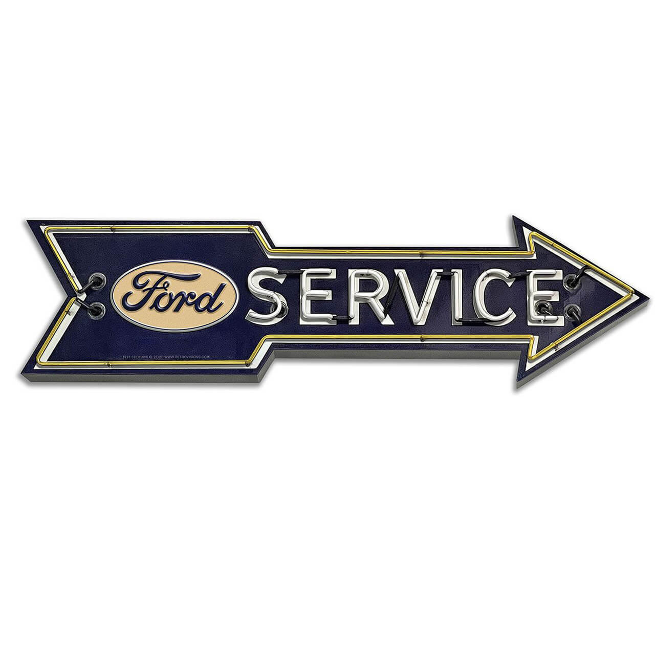 Ford Service Neon Style Metal Sign 18 x 8 Inches