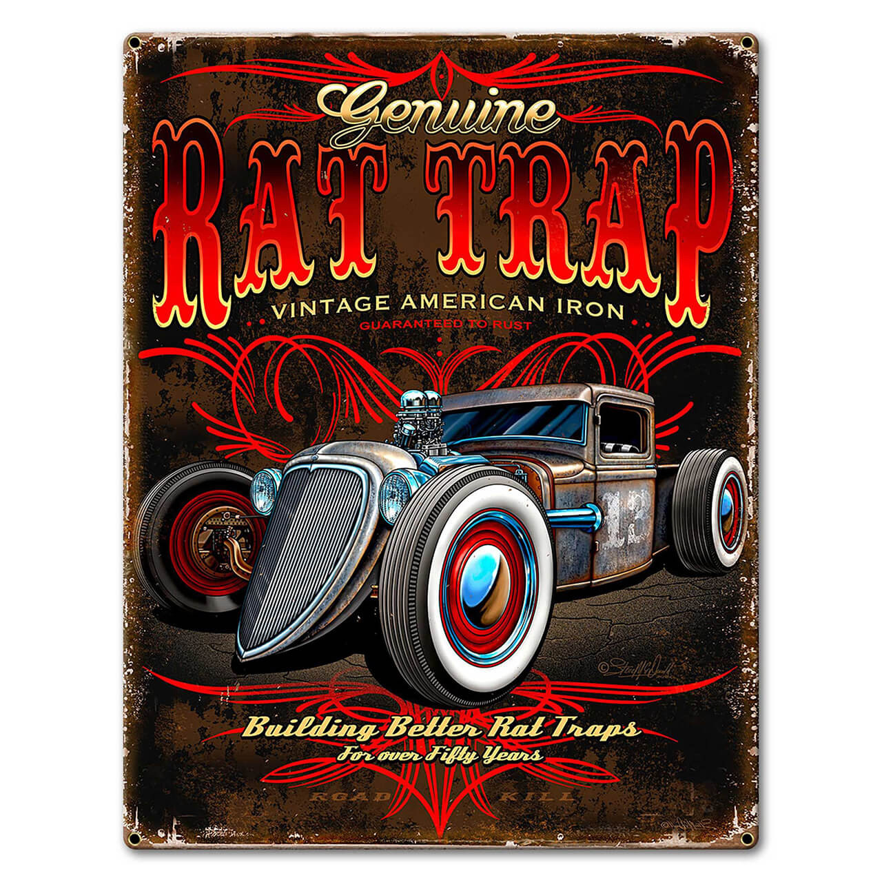 Rat Trap Metal Sign 23 x 30 Inches