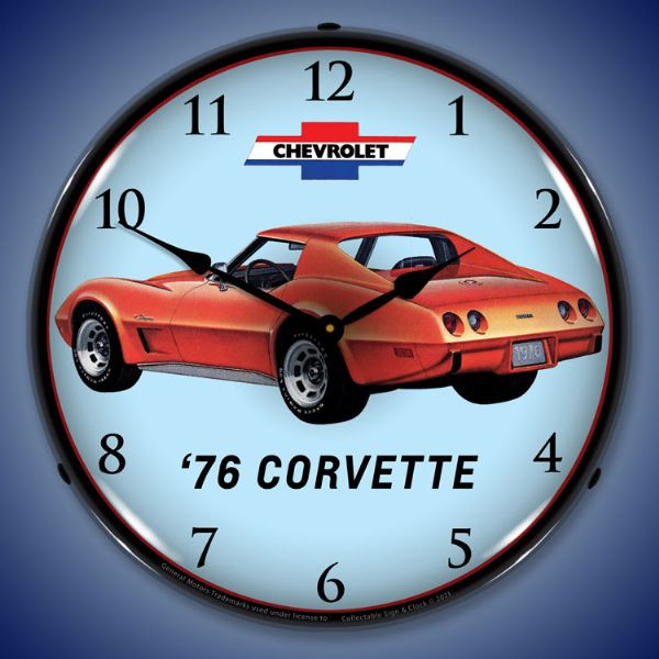 1976 Corvette LED Lighted Wall Clock 14 x 14 Inches