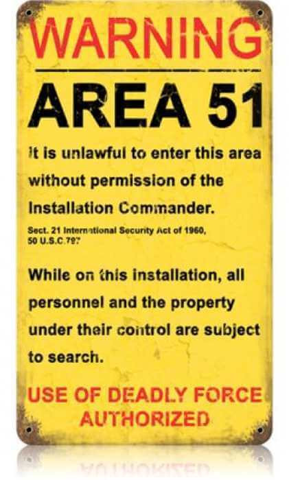 Vintage Area 51 Metal Sign 8 x 14 Inches
