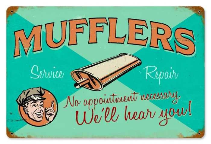 Retro Muffler Service Metal Sign 18 x 12 Inches